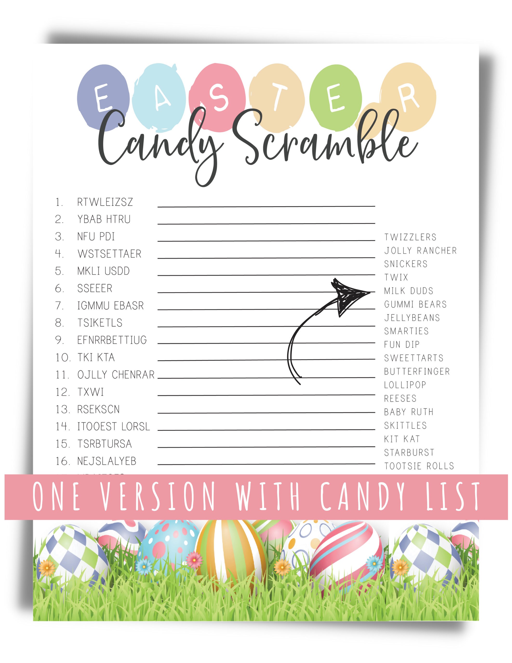 Easter Printable Games, Easter Candy Scramble, Printable Kids Games ...