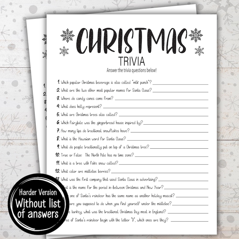 Christmas Printable Trivia Game | Christmas Gathering Game Night ...