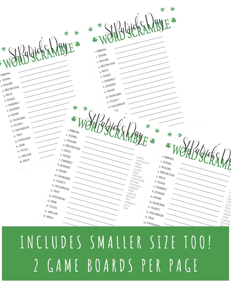 St Patricks Day Word Scramble St Patricks Day Printable Games Printable ...