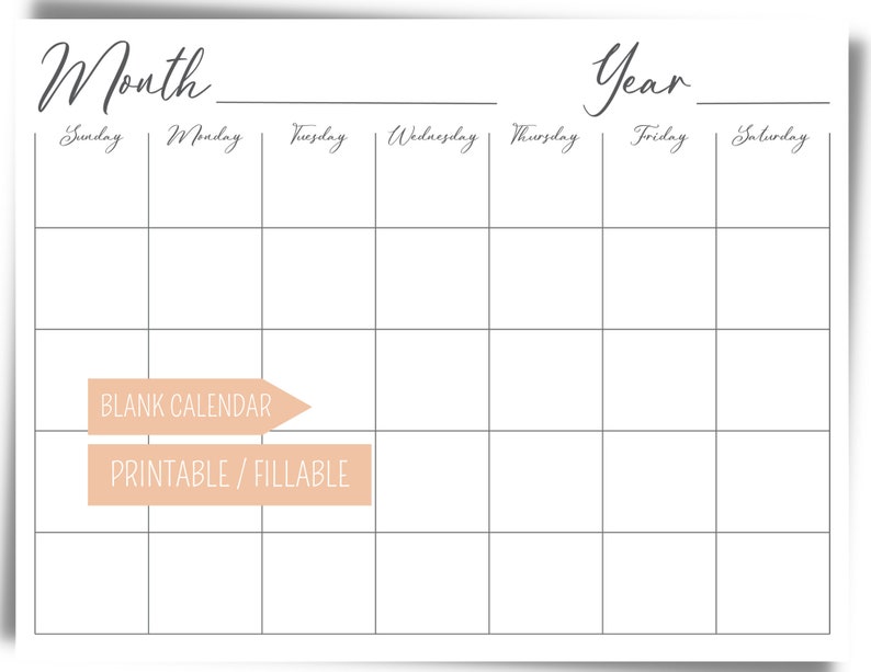 Perpetual Printable Calendar Blank Landscape Calendar - Etsy