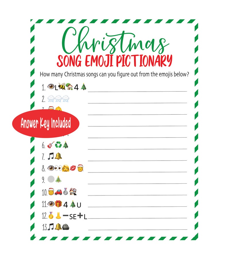 Christmas Song Emoji Game Christmas Song Emoji Pictionary - Etsy