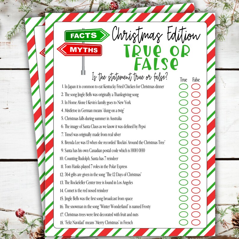 Christmas Edition True or False Game | Holiday Christmas Office Party ...