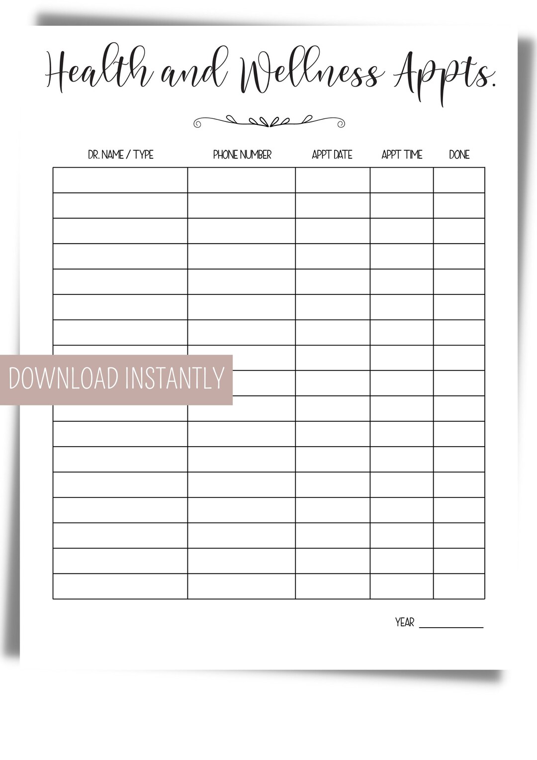 Printable Doctor Appointment Template Yearly Apppointment - Etsy