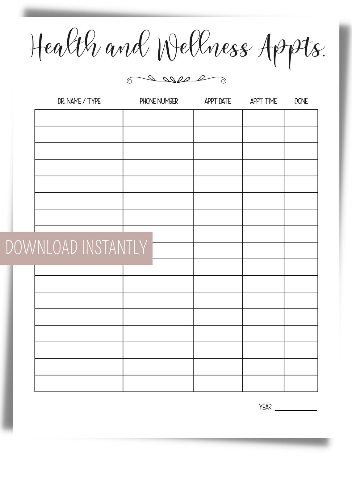 Printable Doctor Appointment Template Yearly Apppointment - Etsy