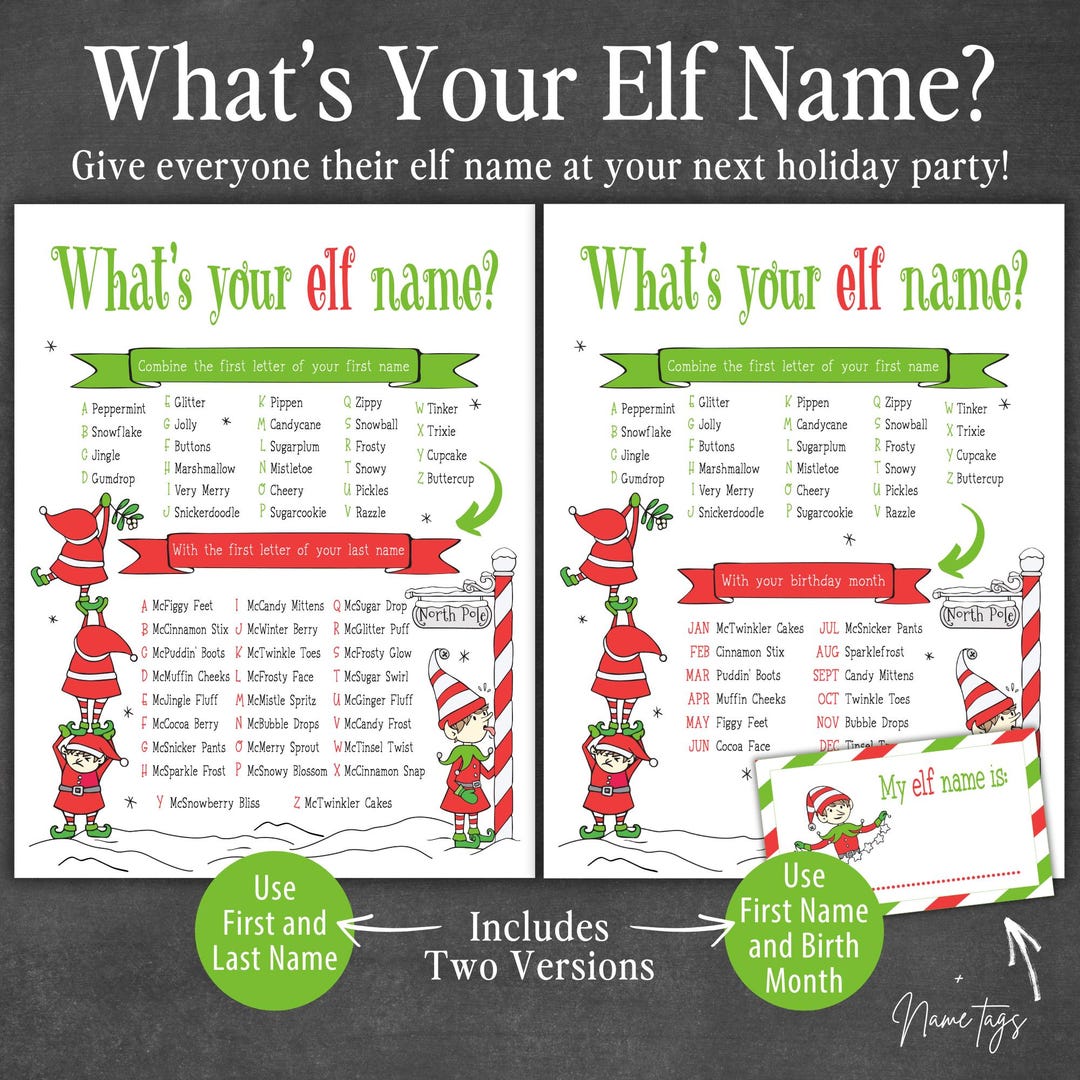 Christmas What's Your Elf Name | Office Party Christmas Elf Name Game ...