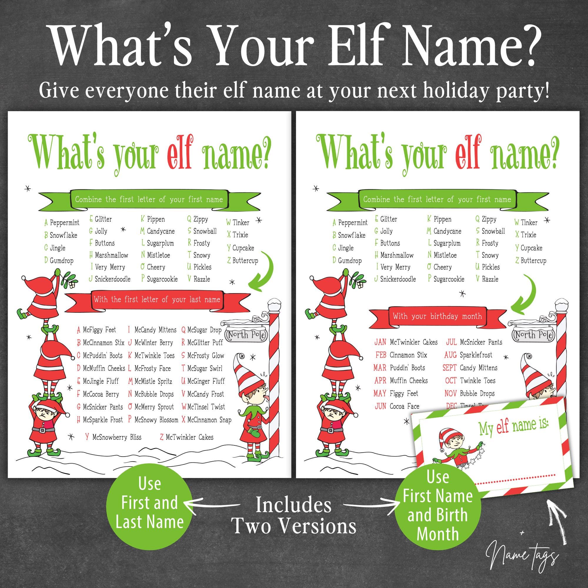 Christmas What's Your Elf Name | Office Party Christmas Elf Name Game ...