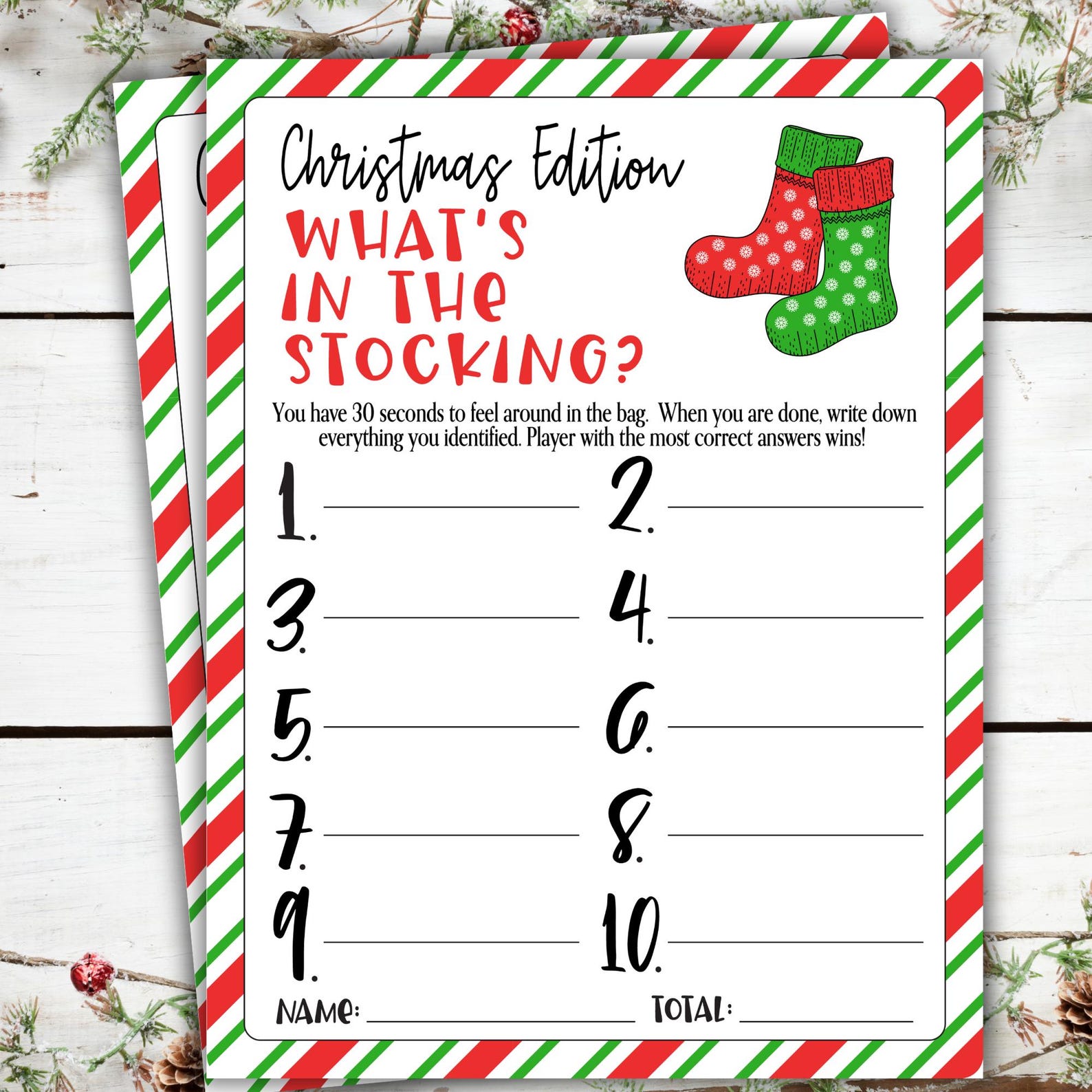 Christmas Whats in the Stocking Game | Christmas Party Instant Download ...