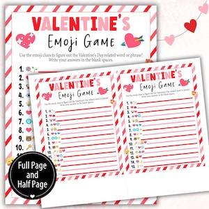 Fun Printable Valentine Emoji Game | Valentine Day Printable Game for ...