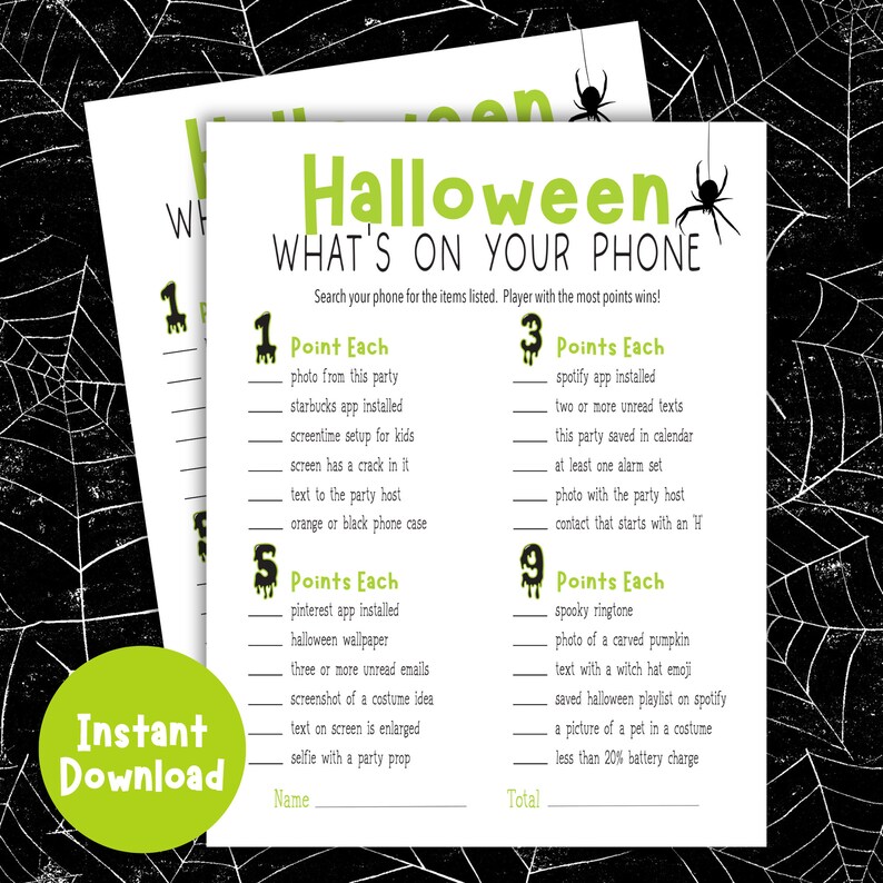Spooky Halloween What's on Your Phone Game Halloween Office Party Game ...
