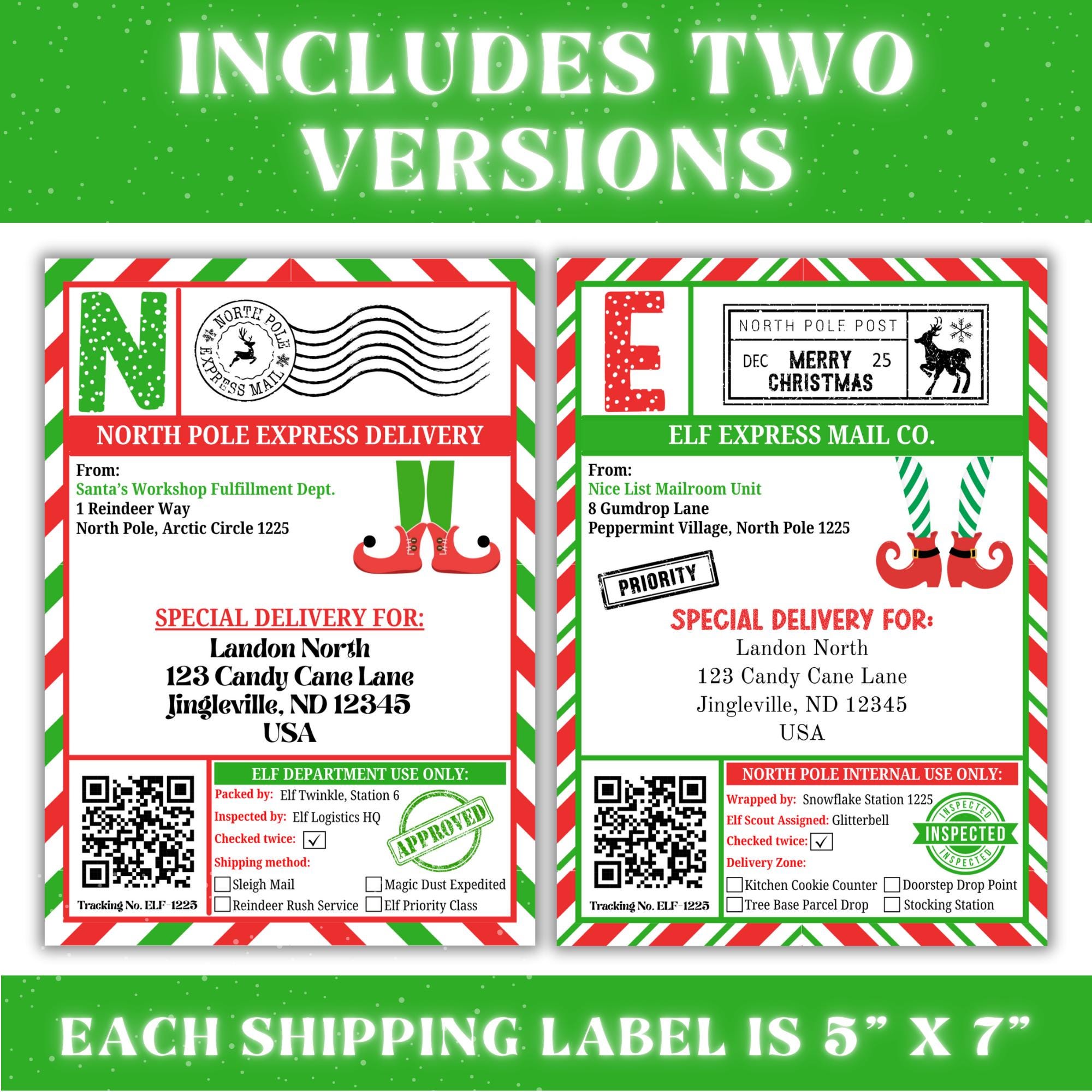Printable Editable Christmas Shipping Labels | Elf Package Labels ...
