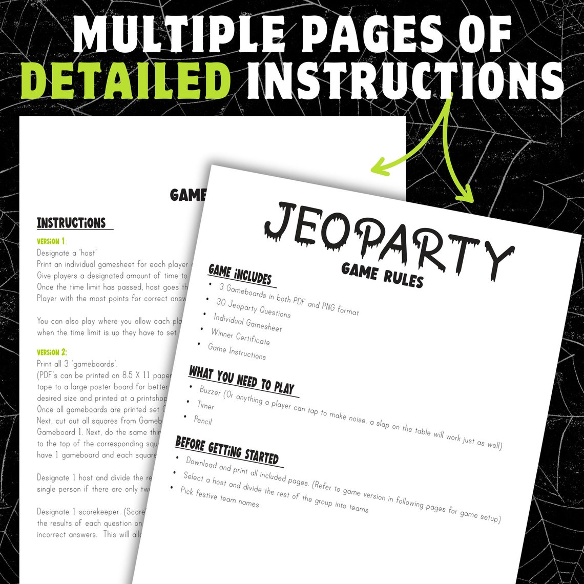 Halloween Jeopardy Game Halloween Family Game Printable Halloween Party ...