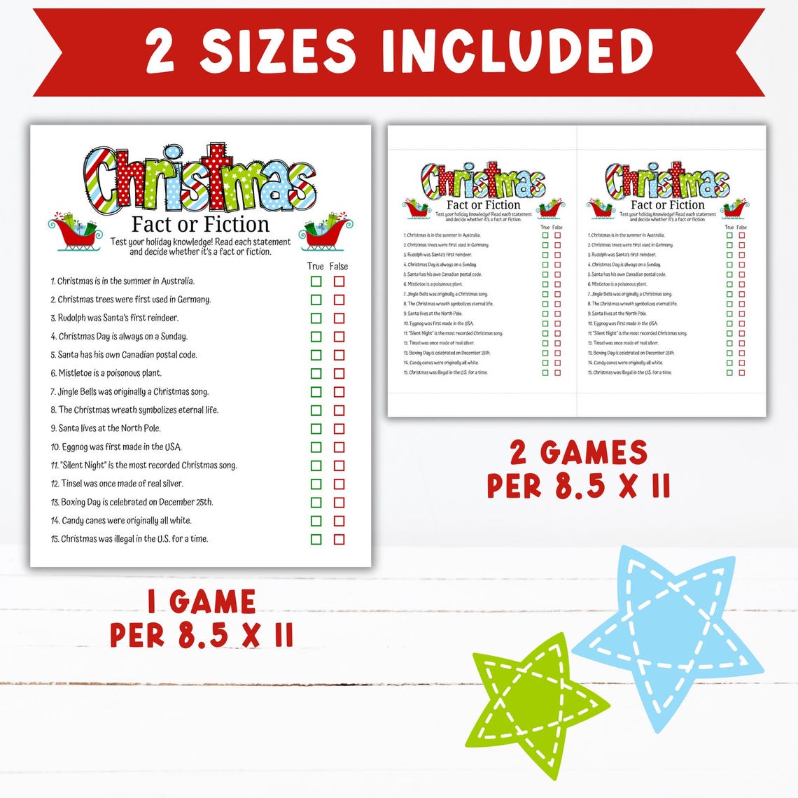 Christmas Fact or Fiction Printable Game | Editable True or False ...