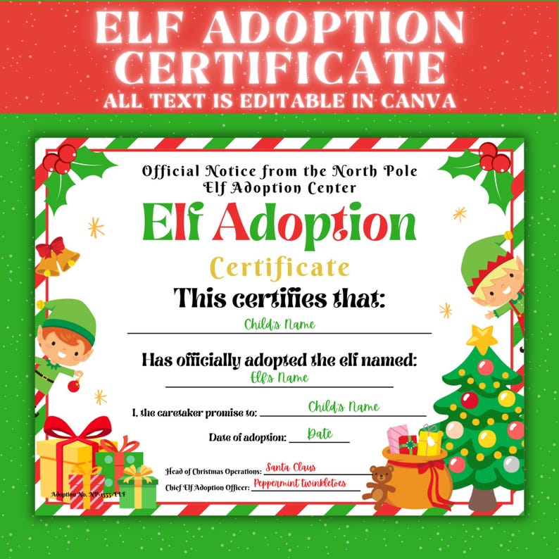 Printable Editable Christmas Elf Certificates | Nice List Certificate ...