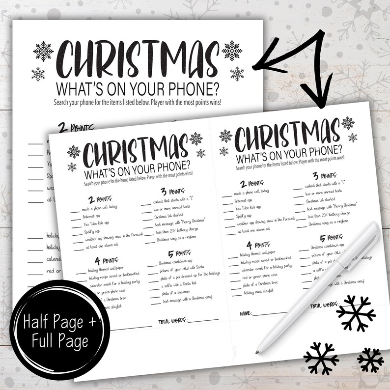 Christmas Printable Whats on Your Phone Game | Christmas Gathering Game ...