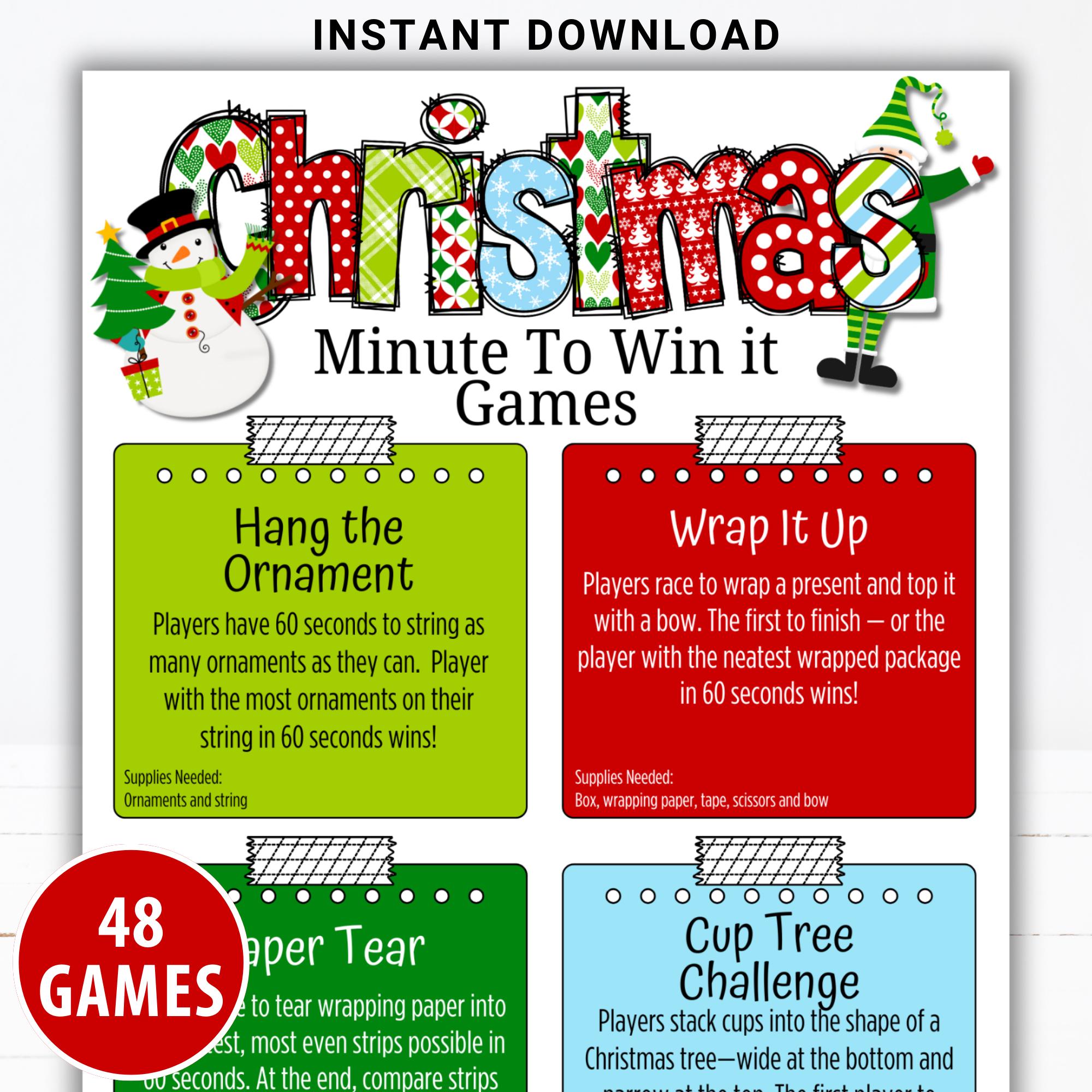 Christmas Minute to Win It Games | Fun Printable Christmas Party Games ...