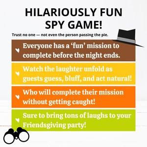 Printable Friendsgiving Party Game | Funny Secret Spy Mission Party ...