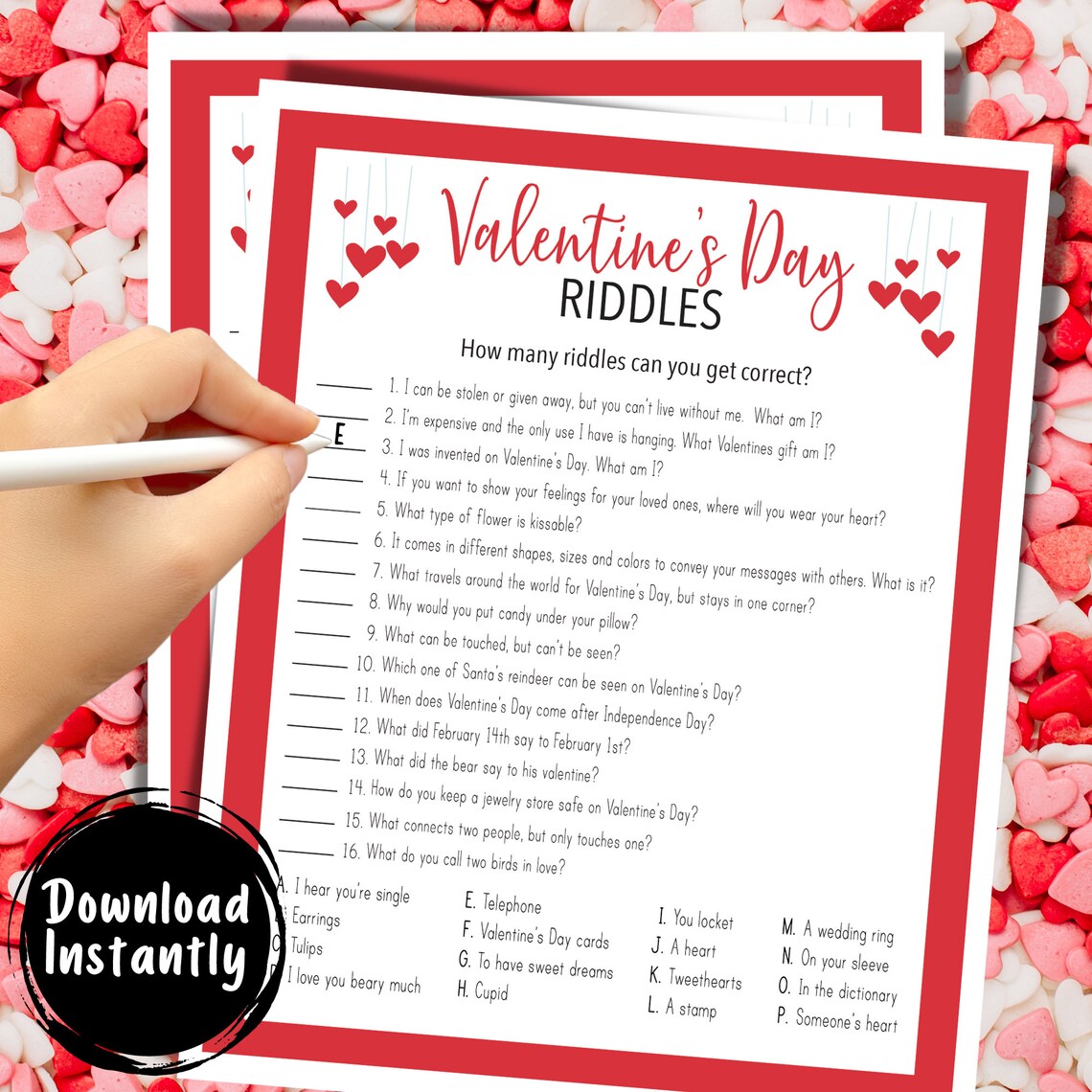 Valentines Day Riddle Game for Office Party | Valentines Game Night ...