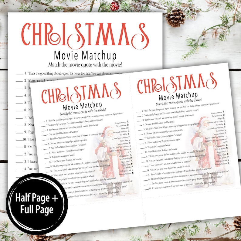 Christmas Movie Matchup Game| Christmas Party Movie Game | Family ...