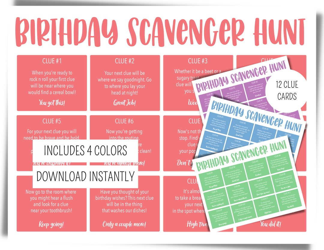 Birthday Scavenger Hunt Birthday Party Games Printable - Etsy