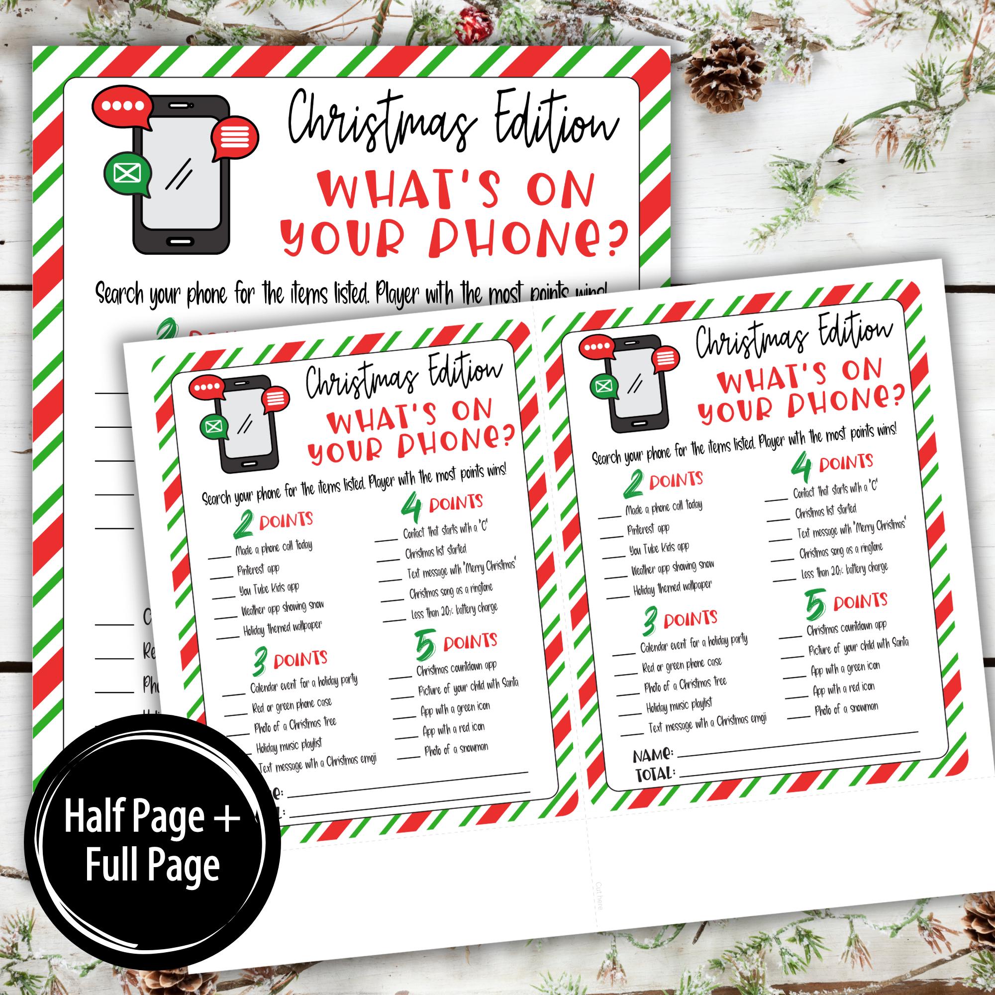 Holiday Fun Printable: What’s on Your Phone Christmas Game | Printable ...