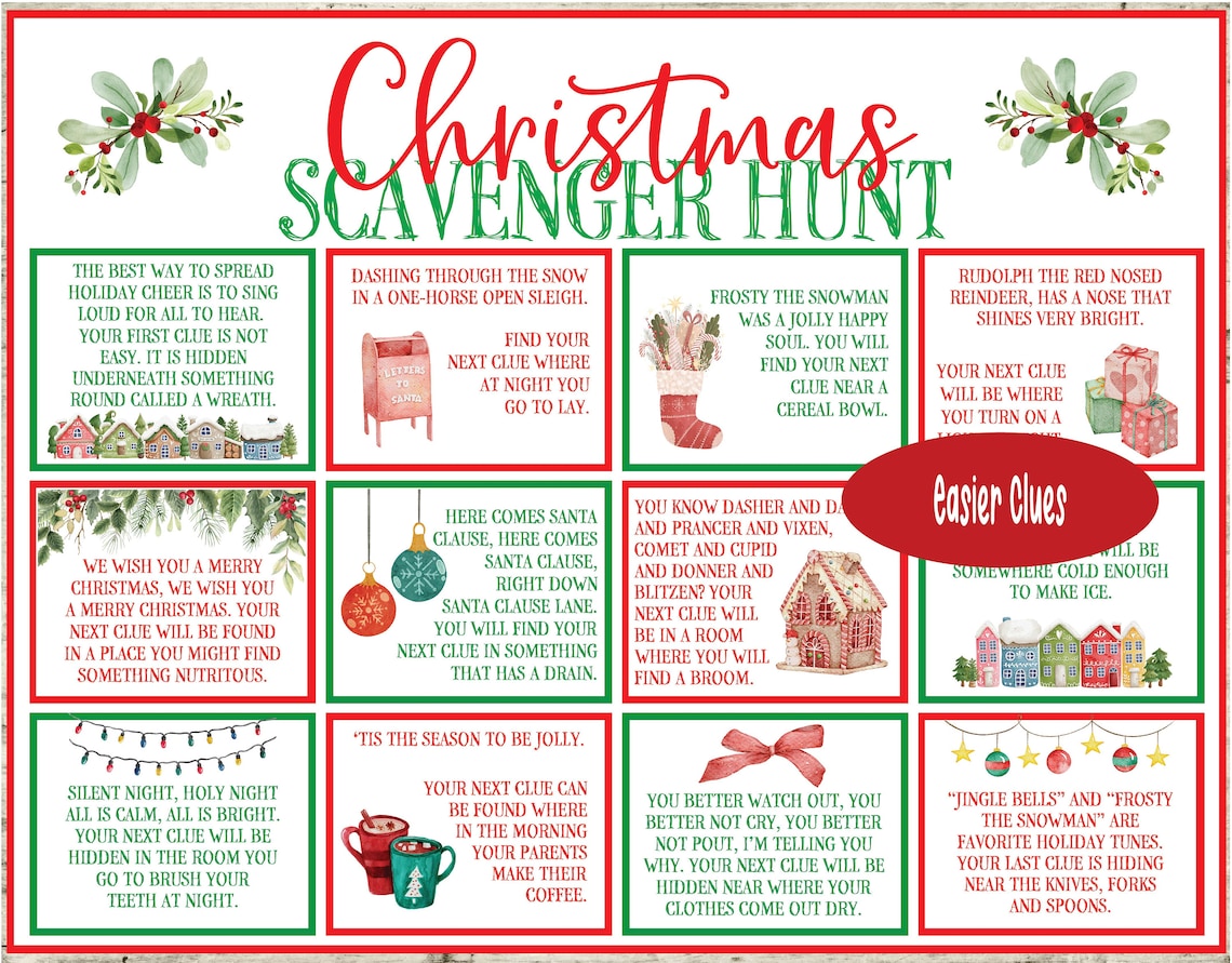 Christmas Scavenger Hunt Christmas Printable Games - Etsy