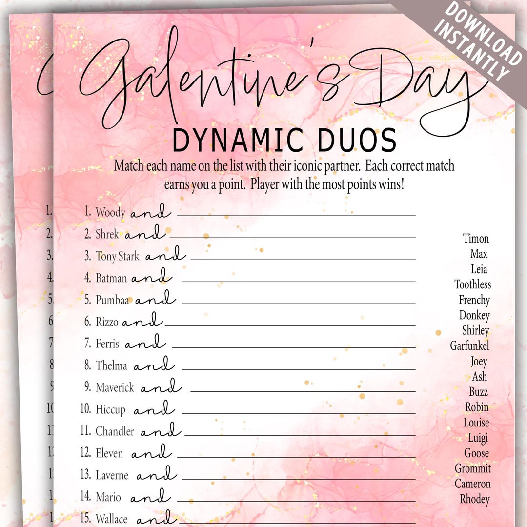 Galentines Match Famous Pairs Game | Match the Iconic Dynamic Duos ...
