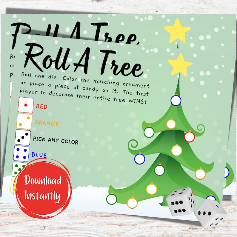 Roll a Christmas Tree | Family Holiday Game With Dice | Printable ...