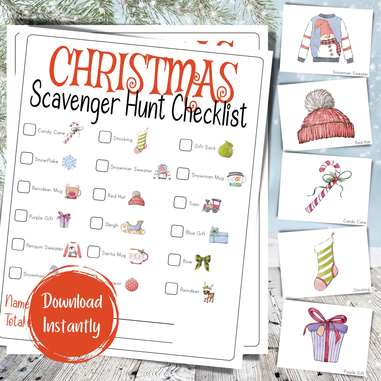 Scavenger Hunt for All Ages, Christmas Hunt, Christmas Treasure Hunt ...