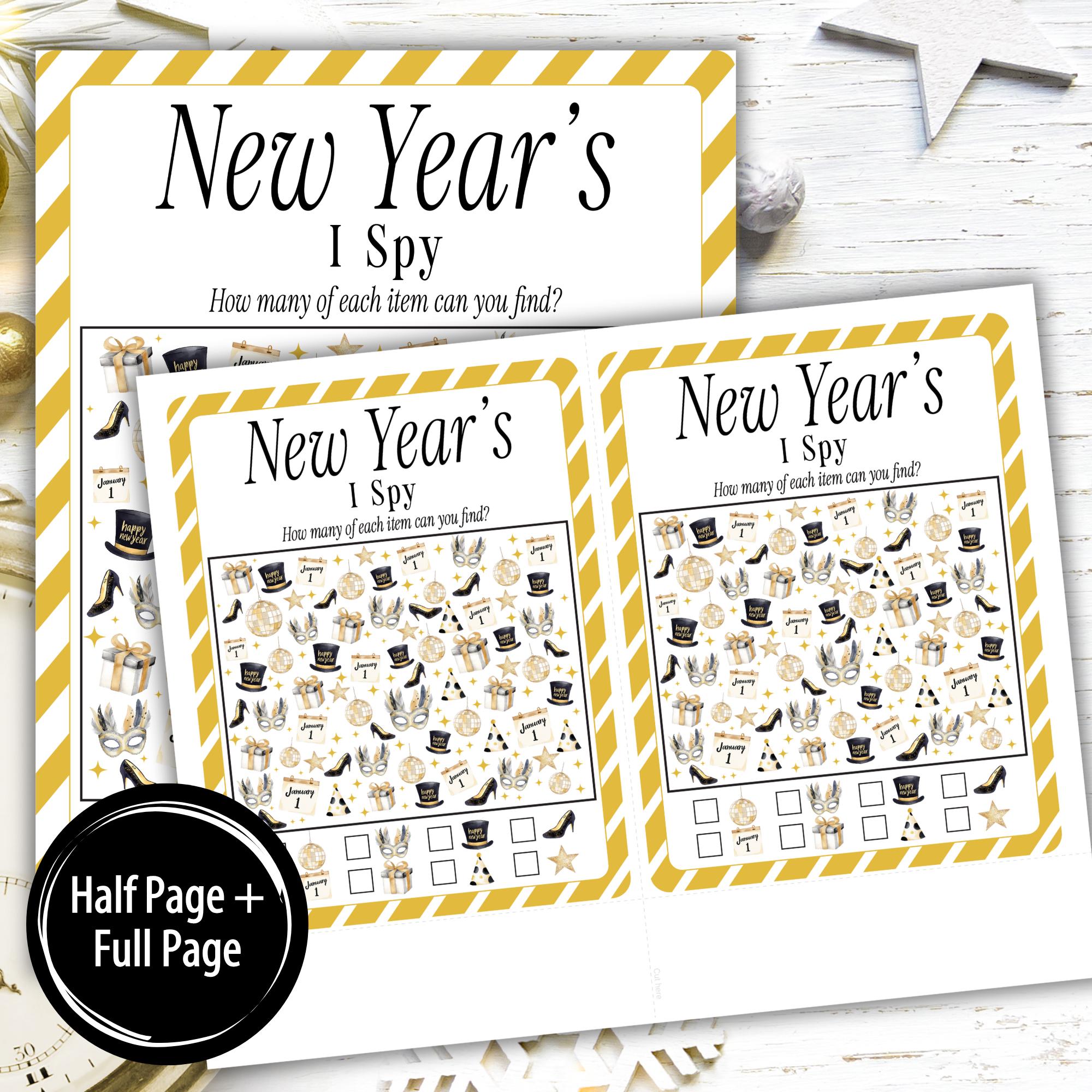 New Years I Spy Game With Gold Border | New Years Eve Games | New Years ...