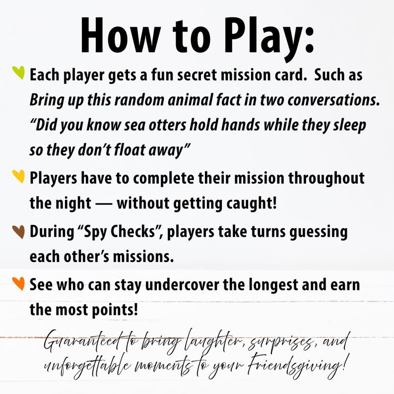 Printable Thanksgiving Party Game | Funny Secret Spy Mission Party Game ...