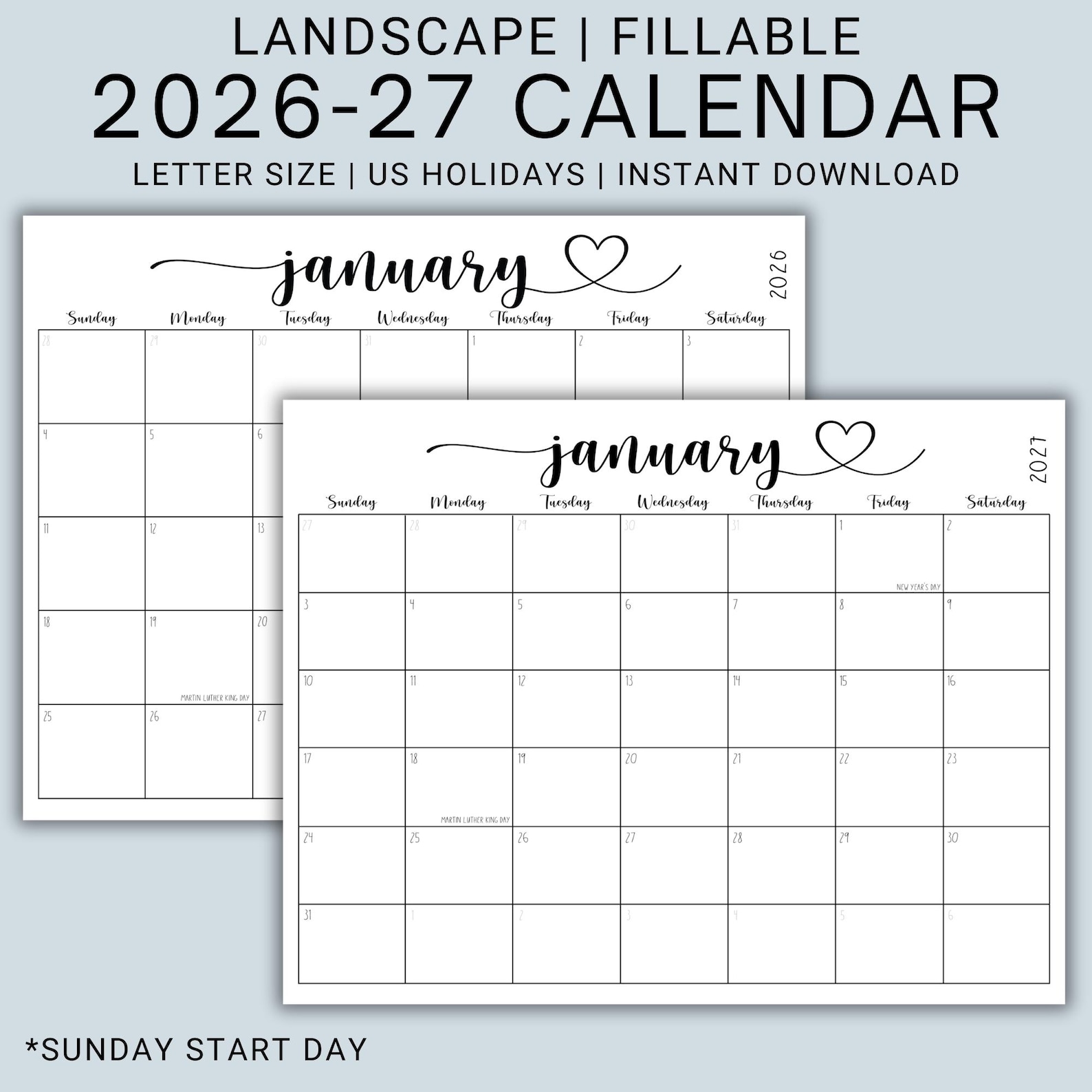 2026-2027 Editable Calendar PDF | Fillable Monthly Planner Pages ...