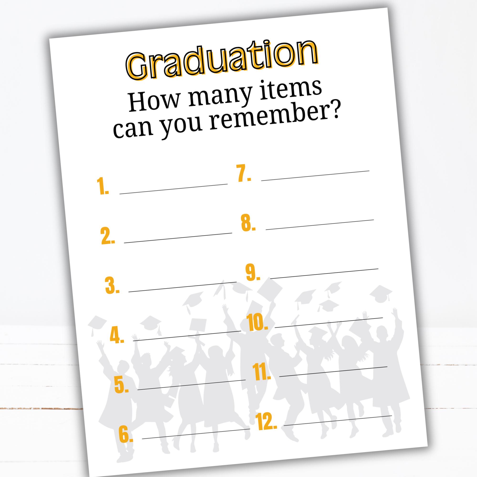 Editable in Canva Graduation Memory Game Printable Grad Party Activity ...