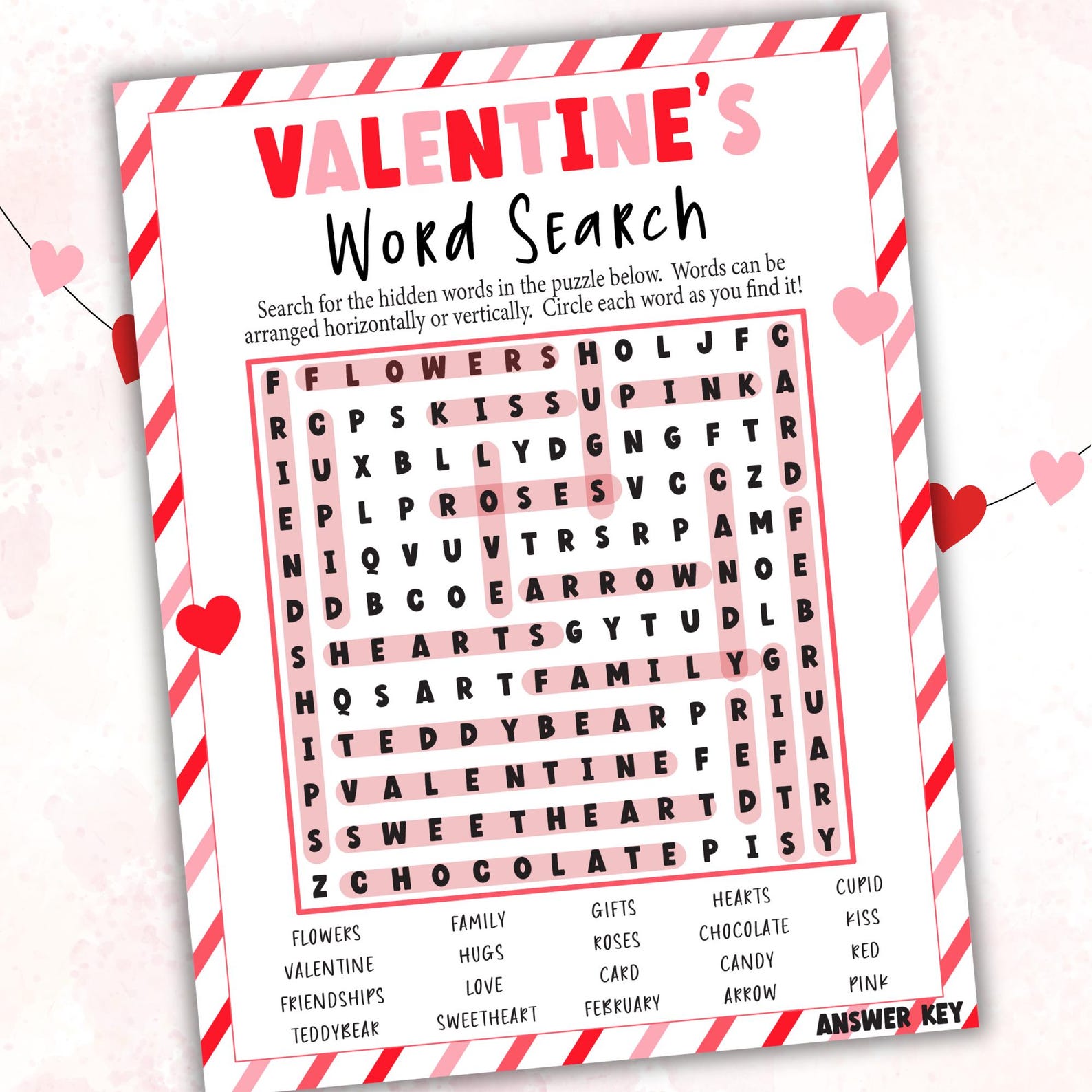 Fun Printable Valentine Word Search Game | Valentine Word Find Game for ...