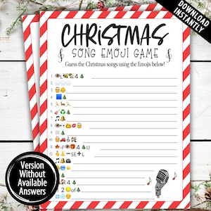Christmas Songs Emoji Game With Border | Christmas Gathering Game Night ...