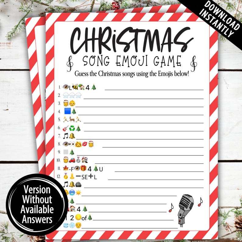 Christmas Songs Emoji Game With Border | Christmas Gathering Game Night ...