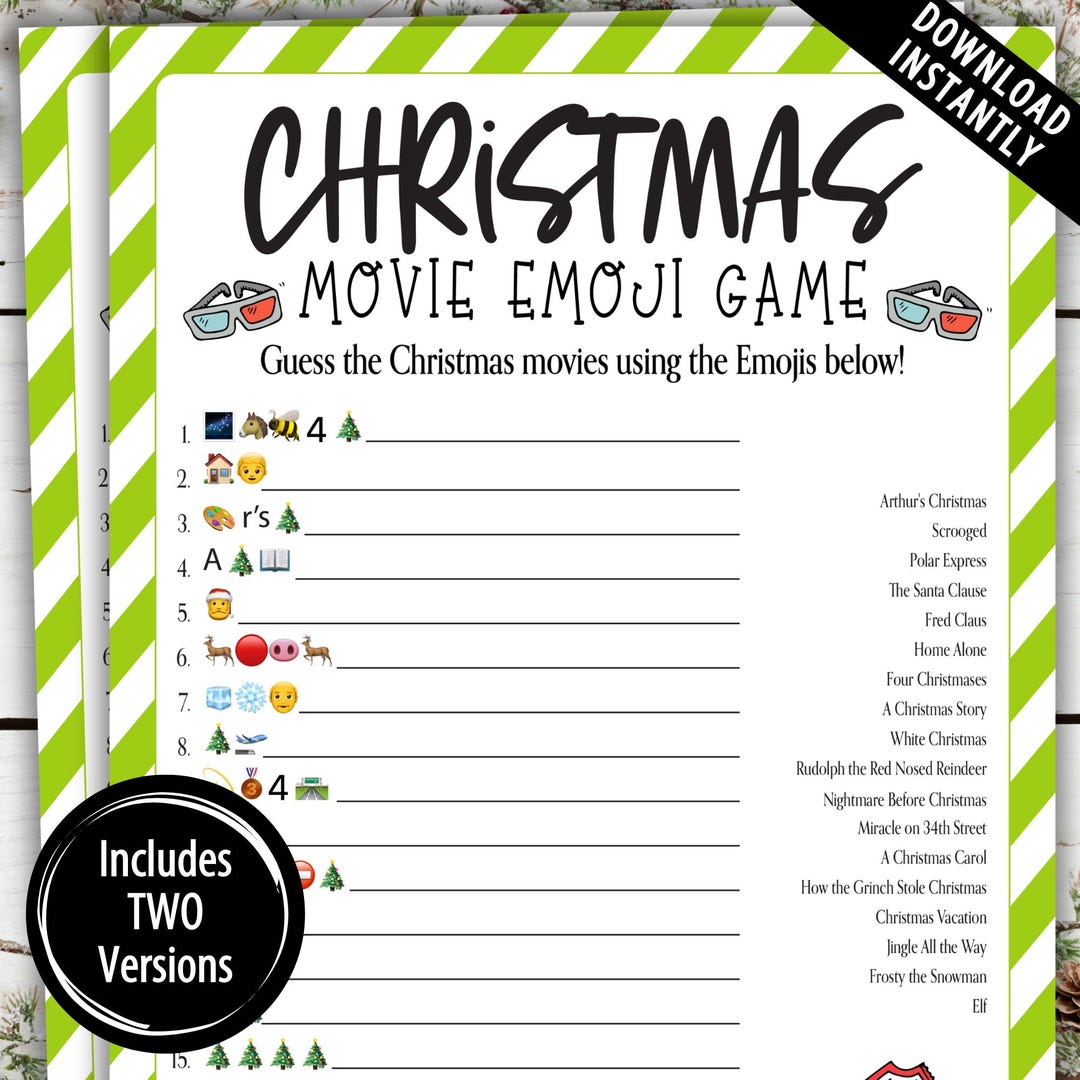 Christmas Movie Emoji Game With Border | Christmas Work Party Game ...