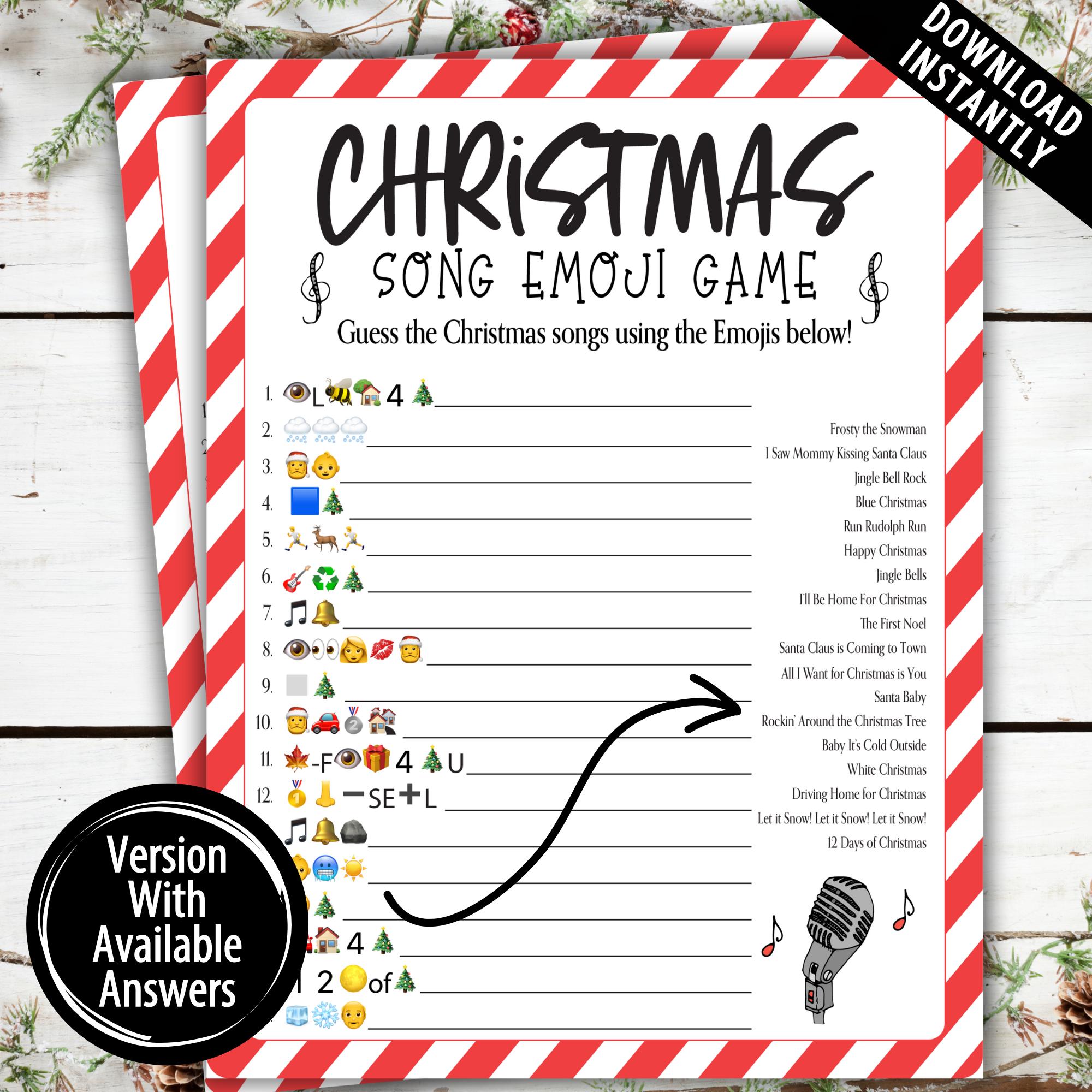 Christmas Songs Emoji Game With Border | Christmas Gathering Game Night ...