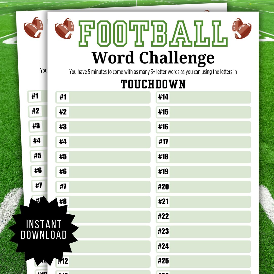 Printable Football Word Challenge | Football Draft Party Game ...