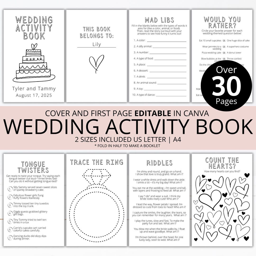 Printable Wedding Activity Book for Kids Wedding Coloring and Game ...