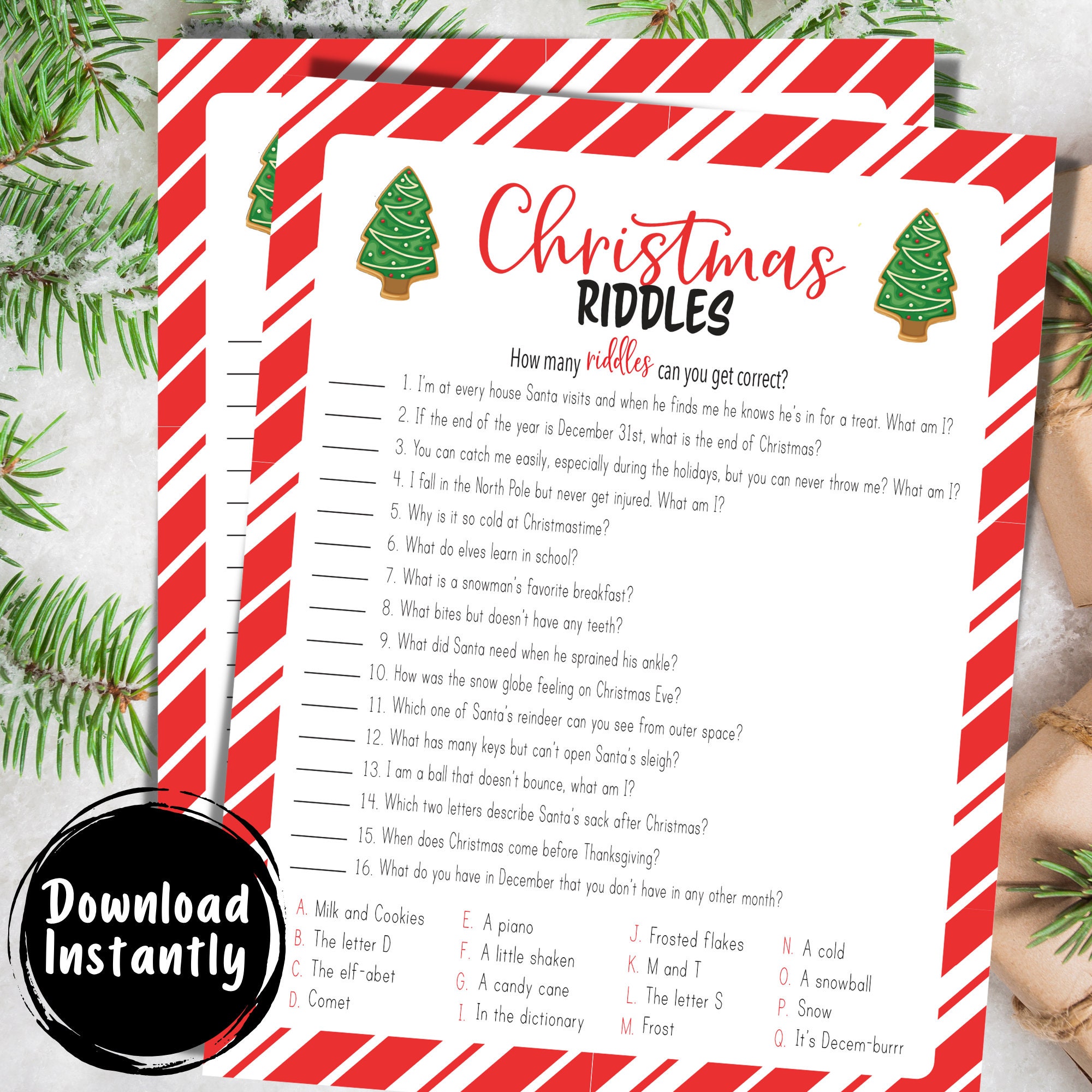 Christmas Riddles Game for Office Party Family Christmas Game Night ...