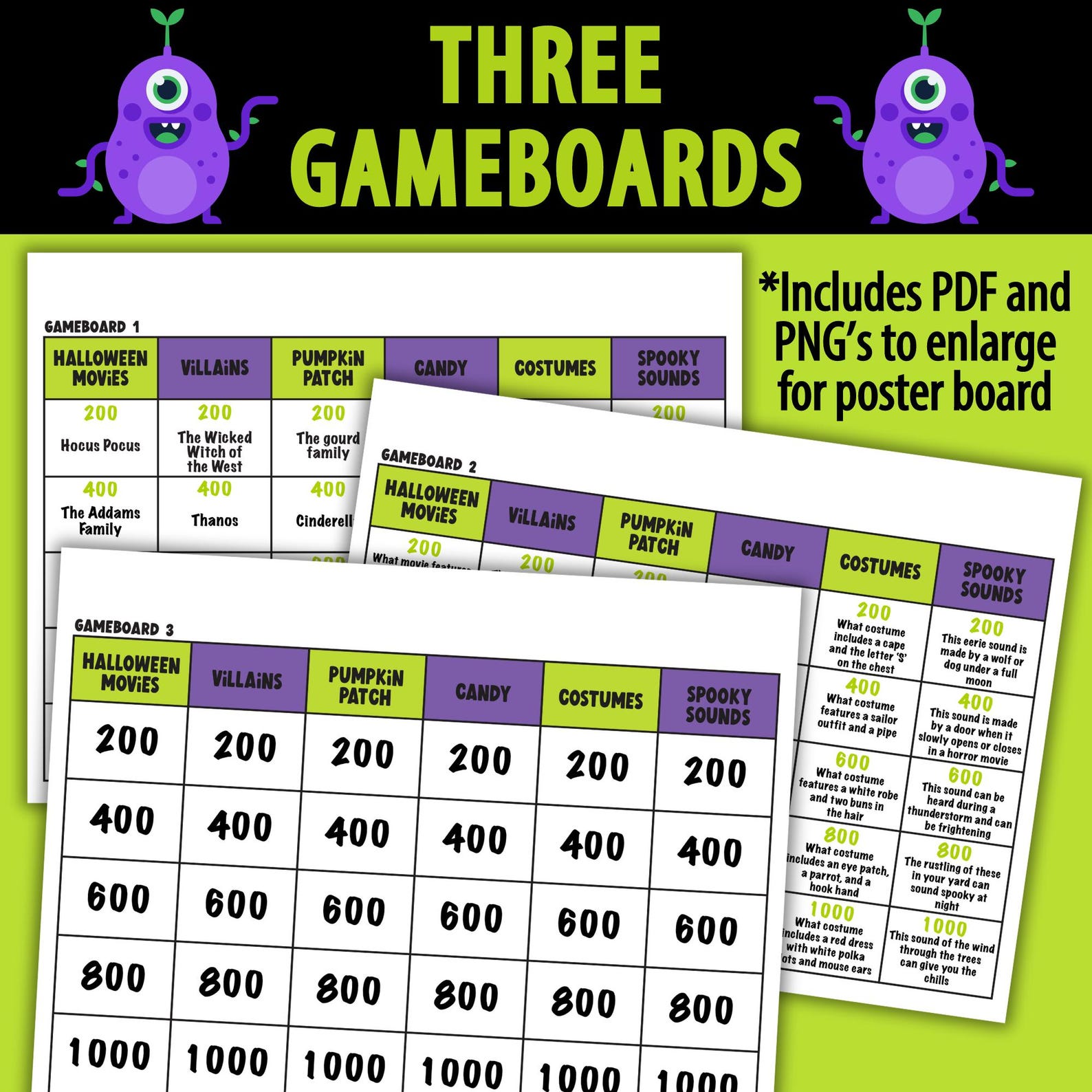 Halloween Jeoparty Game | Halloween Family Game | Printable Halloween ...