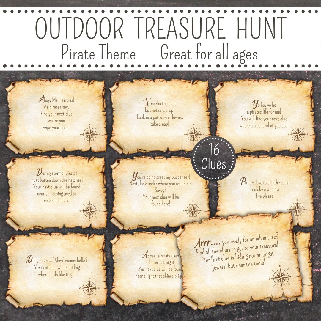 Ahoy! Printable Pirate Adventure Themed Outdoor Scavenger Hunt Game ...