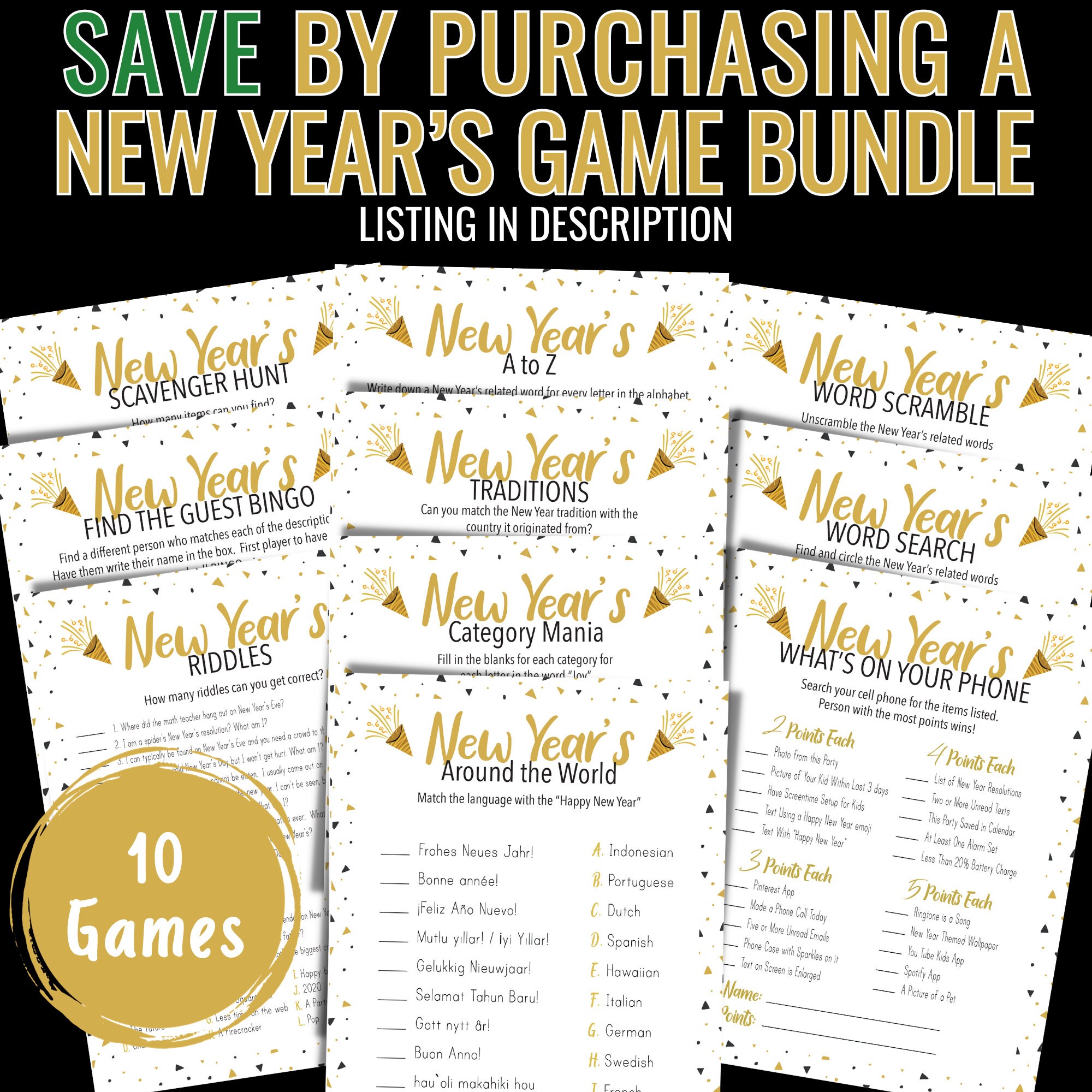 New Years Word Scramble | New Years Printable Games | Printable New ...