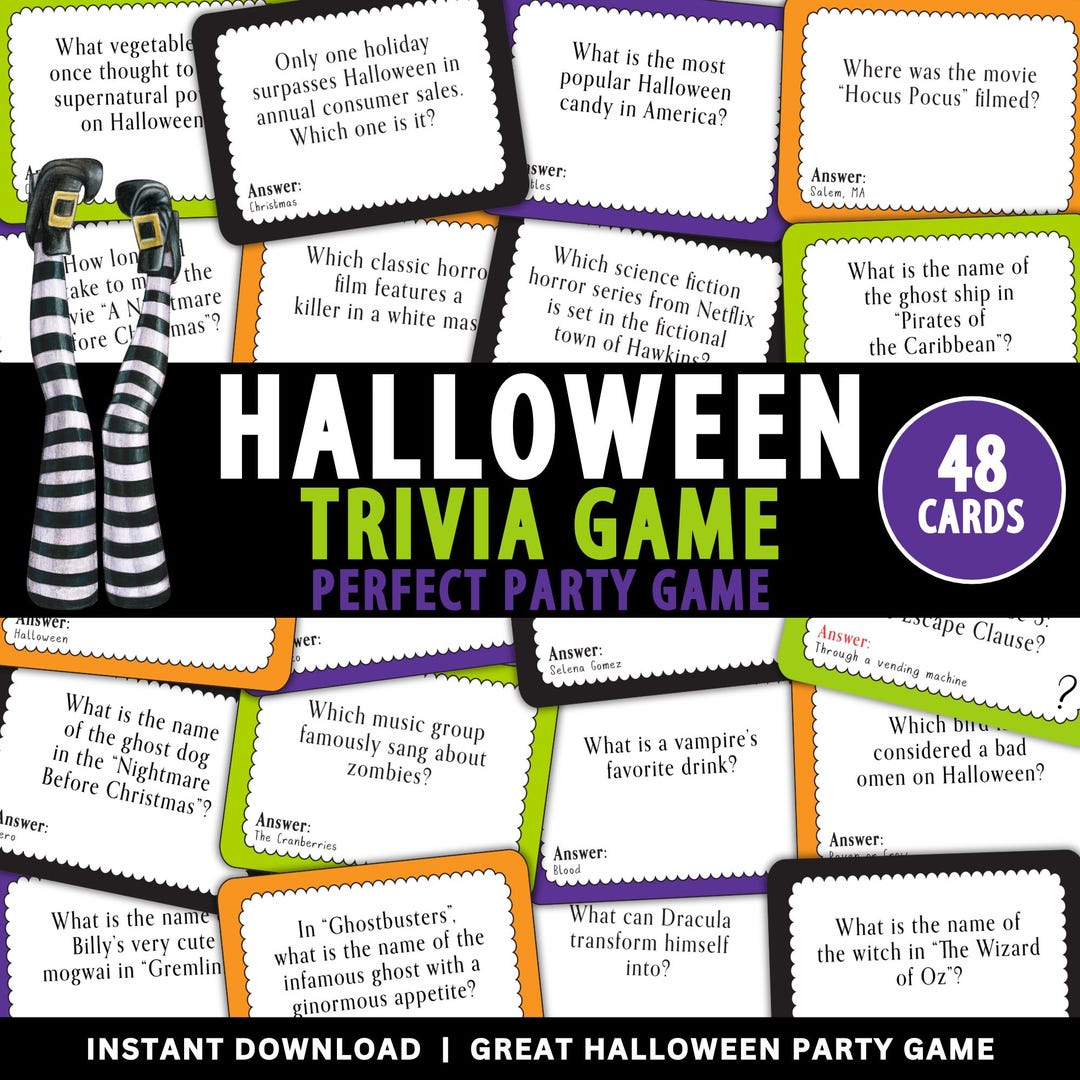 Halloween Trivia Game | Printable Halloween Party Game | Halloween ...