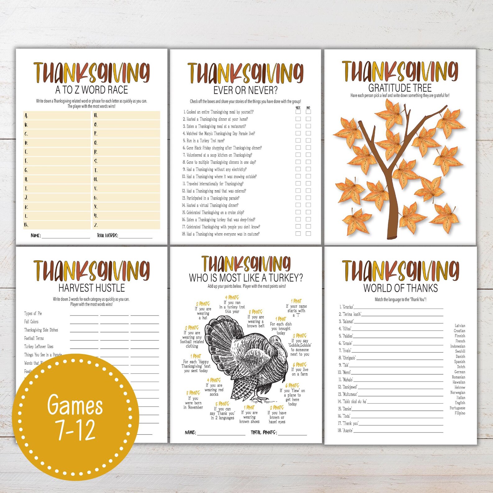 Thanksgiving Printable Game Bundle | Thanksgiving Printable Games ...