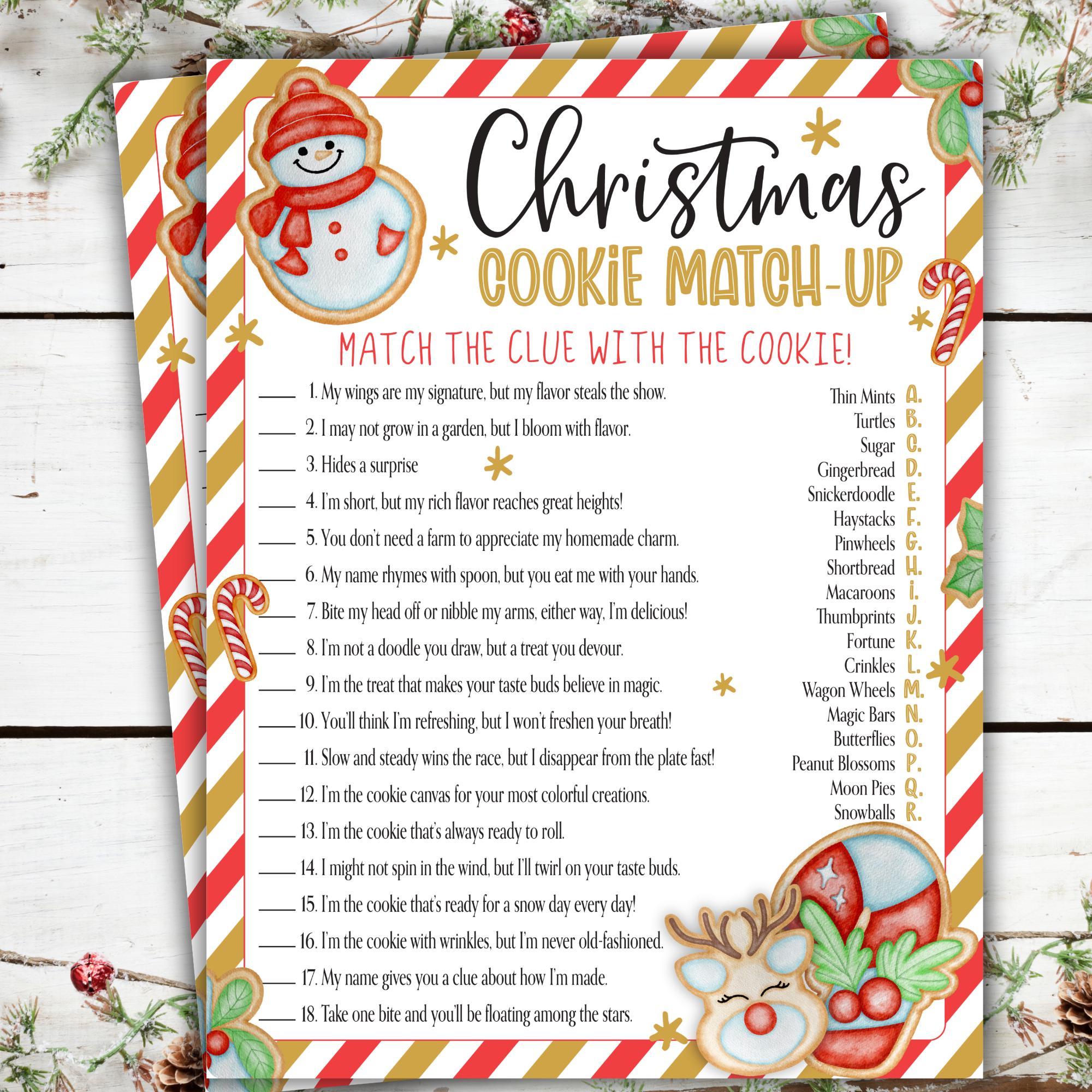 Printable Christmas Cookie Match Game | Christmas Cookie Clues | Office ...