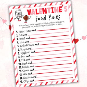 Valentines Day Food Pairs Game | Kids Valentines Food Match Game ...