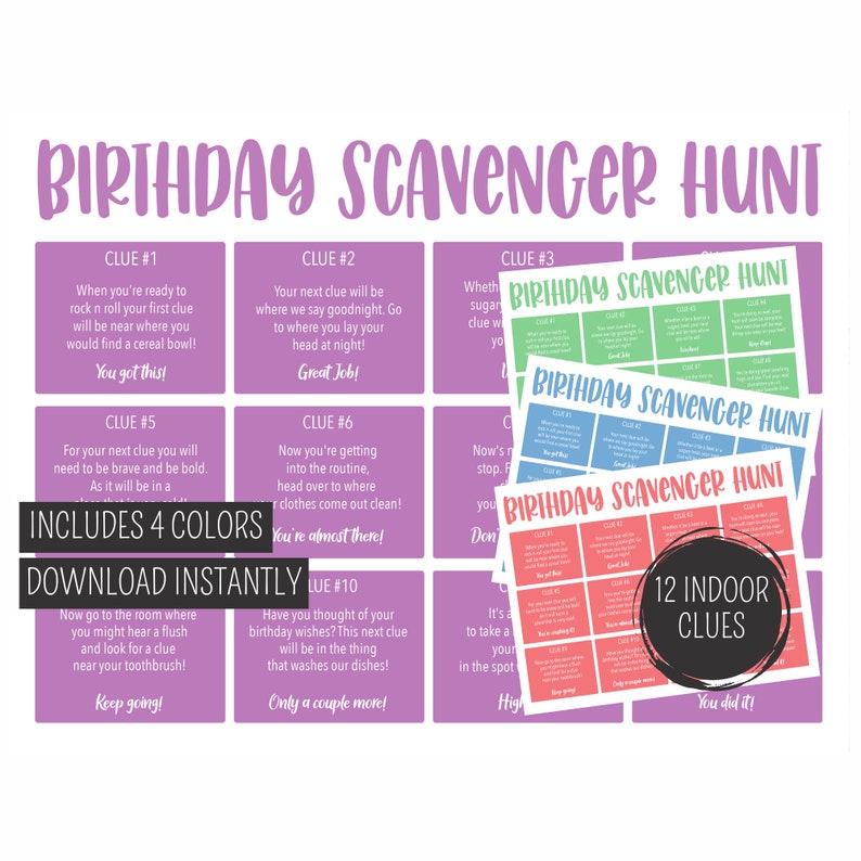 Birthday Scavenger Hunt Birthday Party Games Printable - Etsy