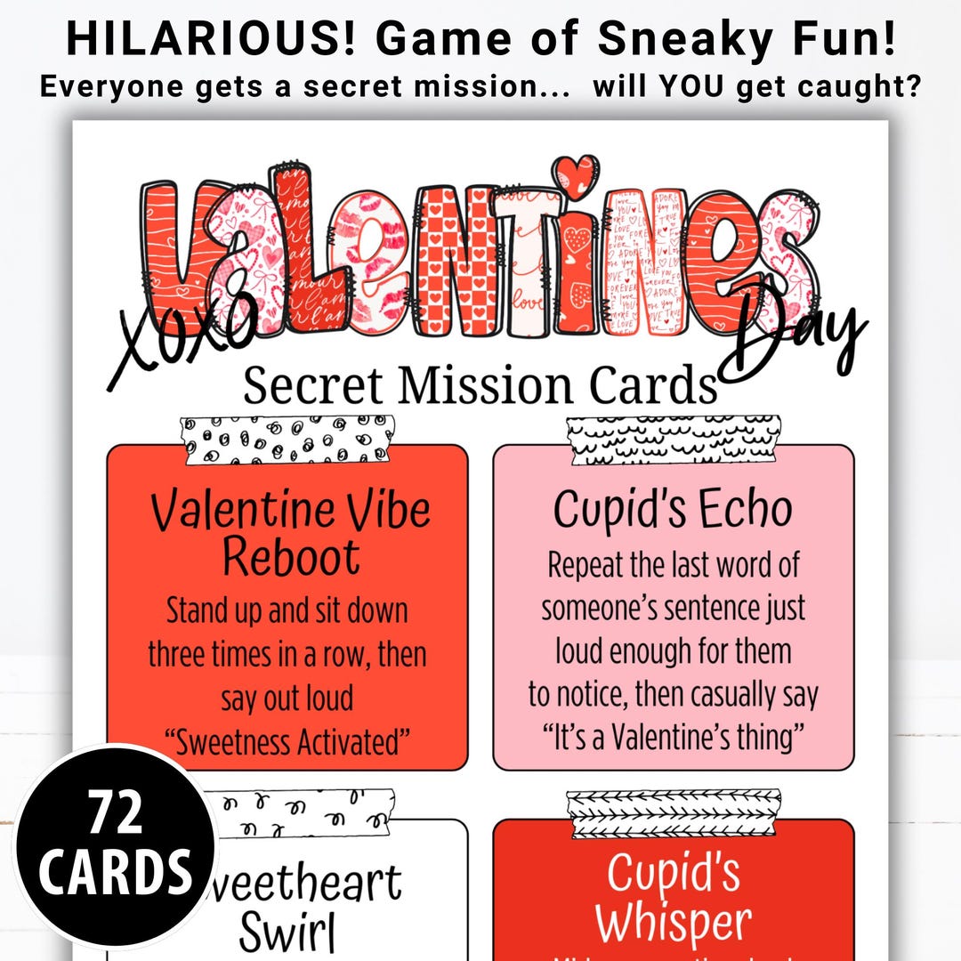 Printable Valentines Party Game | Funny Secret Spy Mission Party Game ...