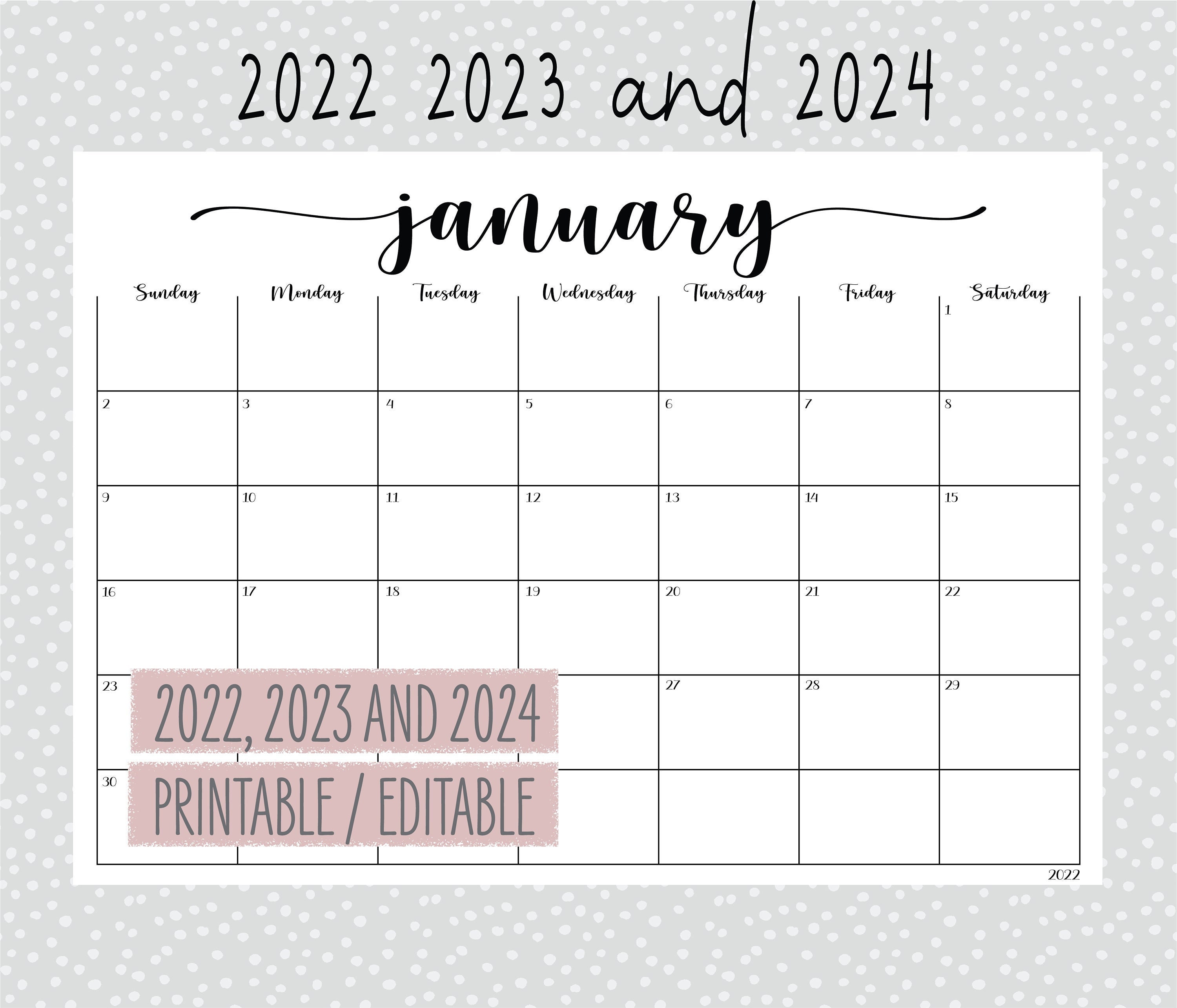 2023 Editable Calendar - Etsy